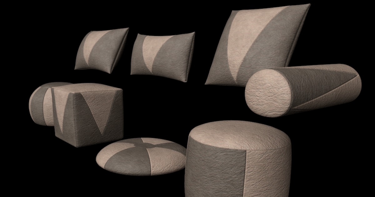 Leather Pillows and Pouffes | 3D Interior | Unity Asset Store