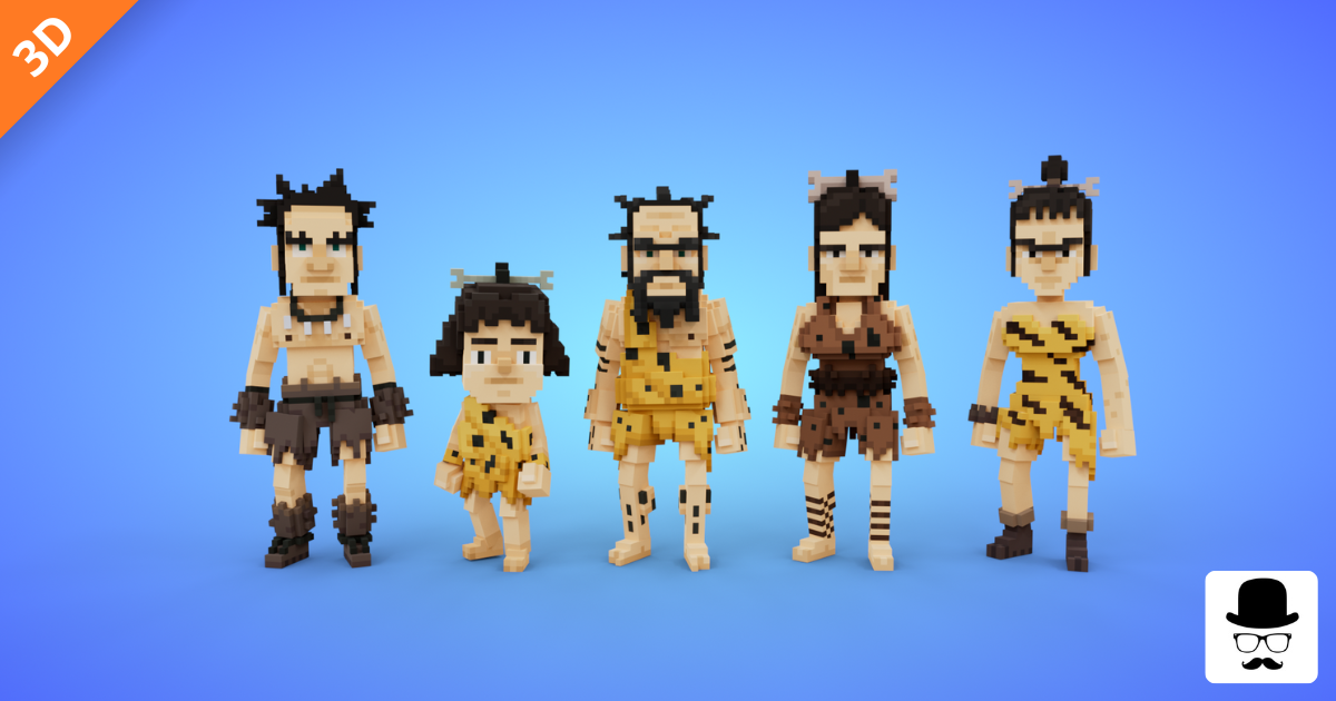 Neanderthal Voxel Characters Pack | Characters | Unity Asset Store