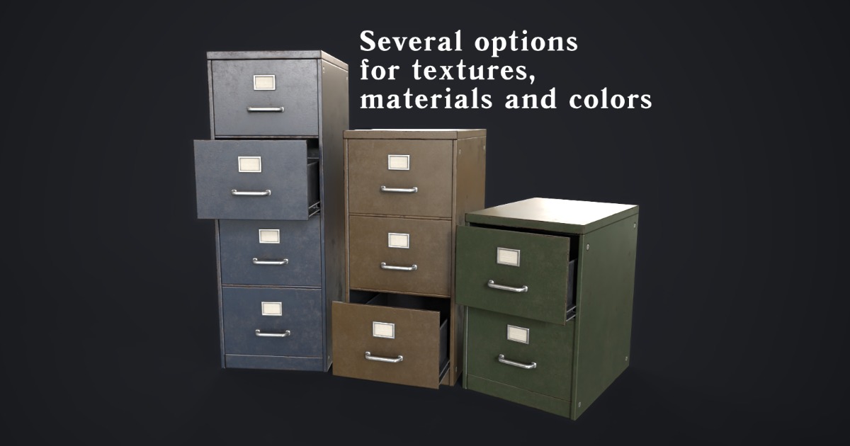 Vintage File Drawer Cabinet | 3D Furniture | Unity Asset Store
