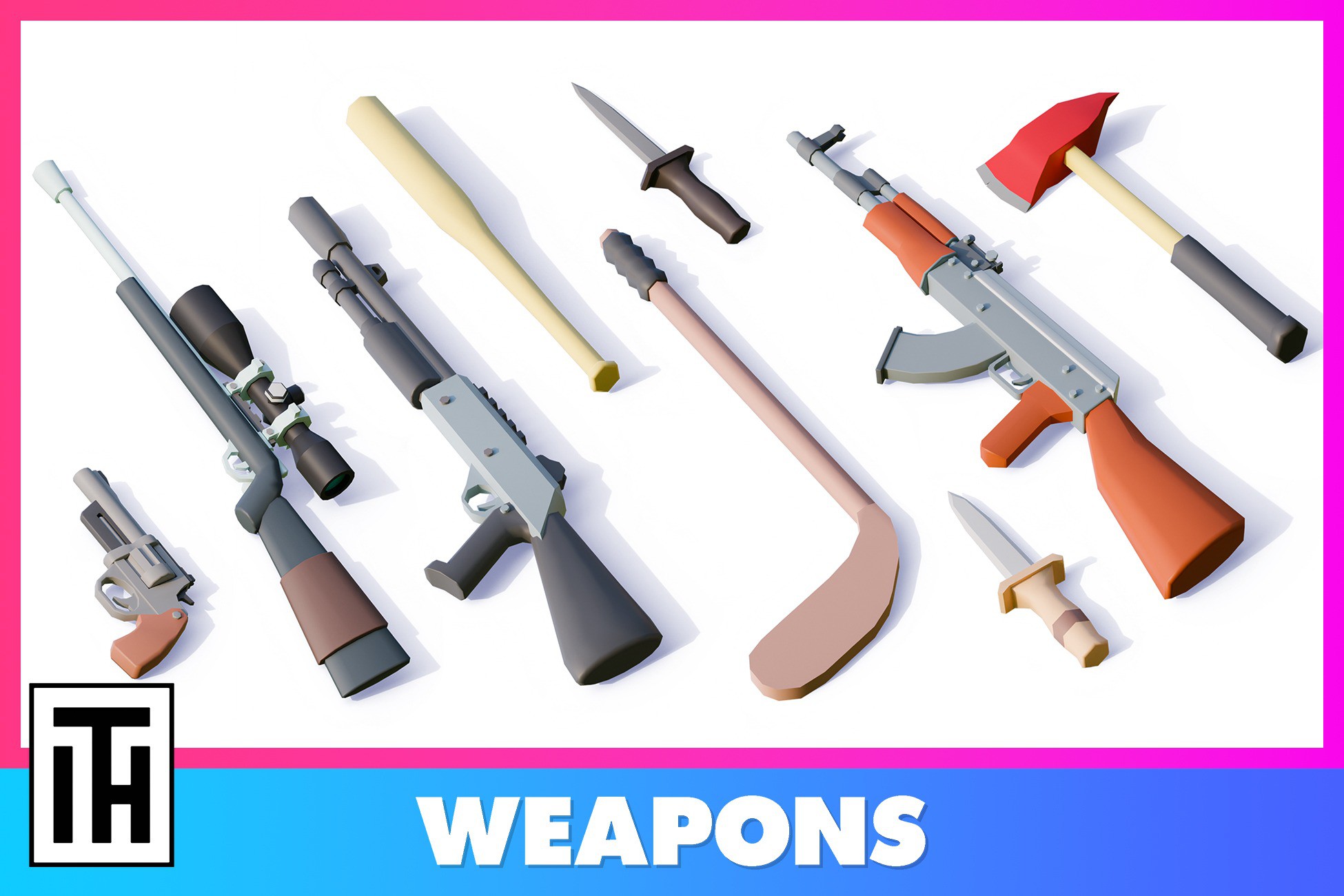 Weapons FREE - Low Poly 3D Models Pack | 3D Weapons | Unity Asset Store