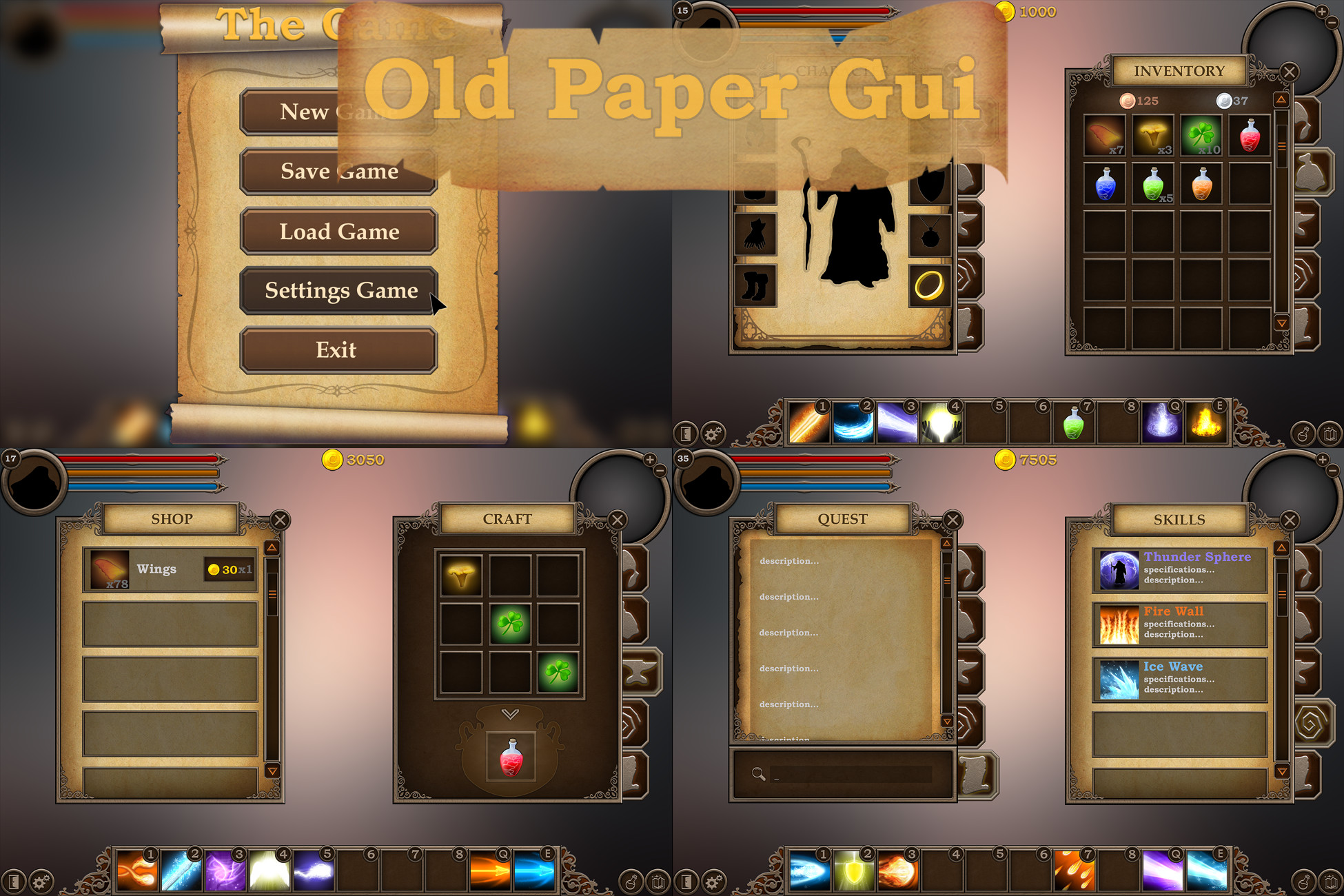 Old Paper Gui 2d Gui Unity Asset Store