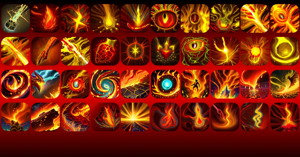 40 FREE Fire Mage skill icons | 2D Icons | Unity Asset Store
