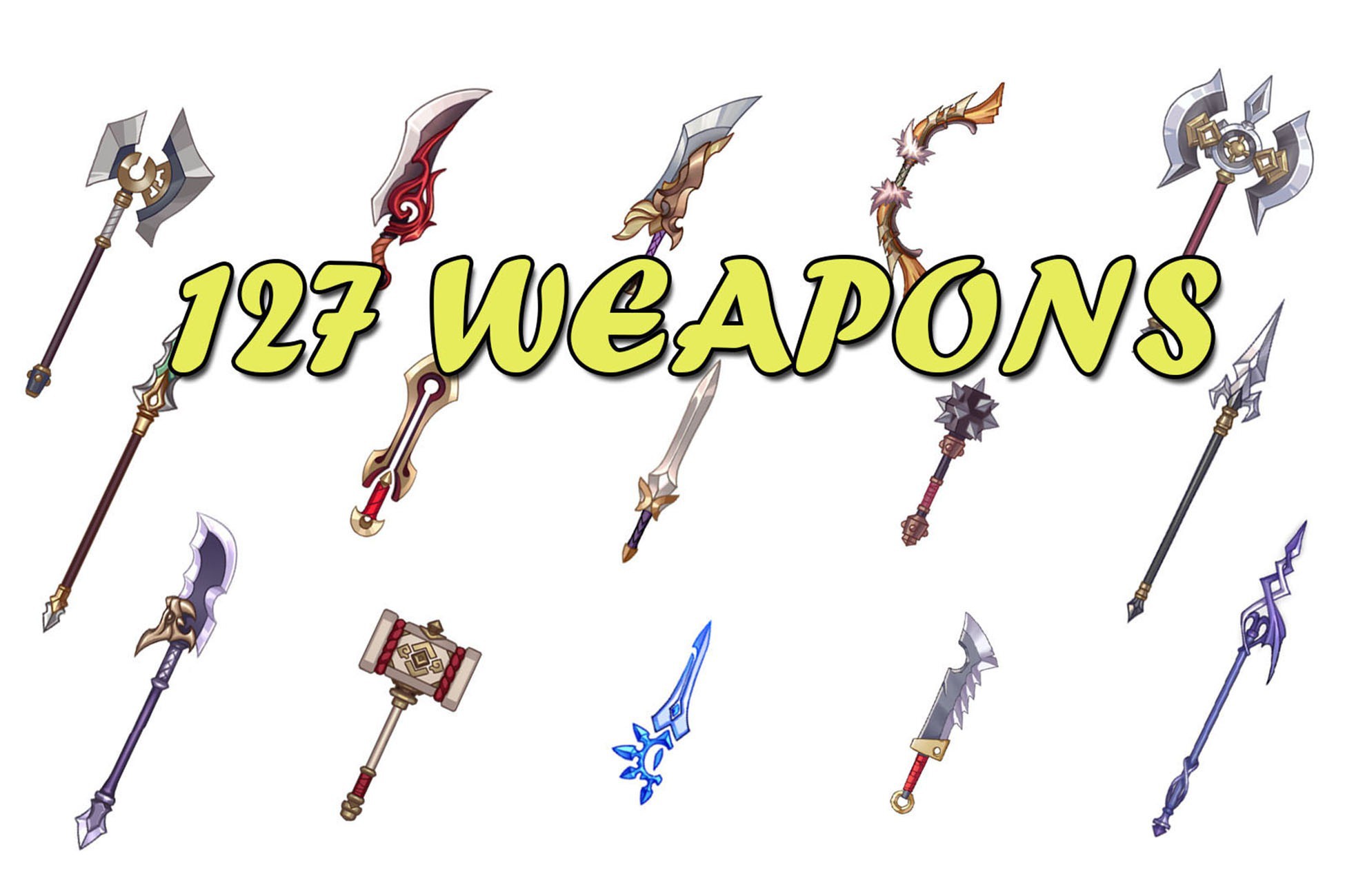 127 Fantasy Weapons | 2D 캐릭터 | Unity Asset Store