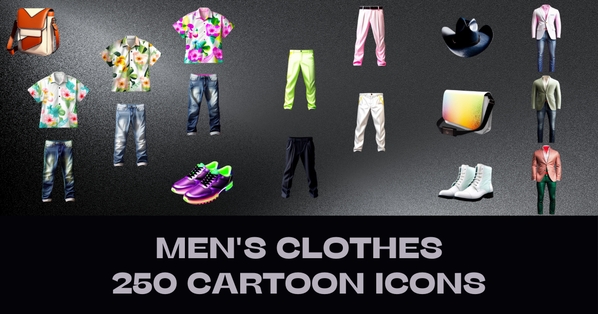 2D Male Fashion Kit: 10 Colorful Sets x 25 Items | 2D Icons | Unity ...