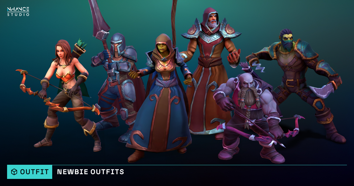 Stylized Fantasy Newbie Outfits Pack | 3D Characters | Unity Asset Store