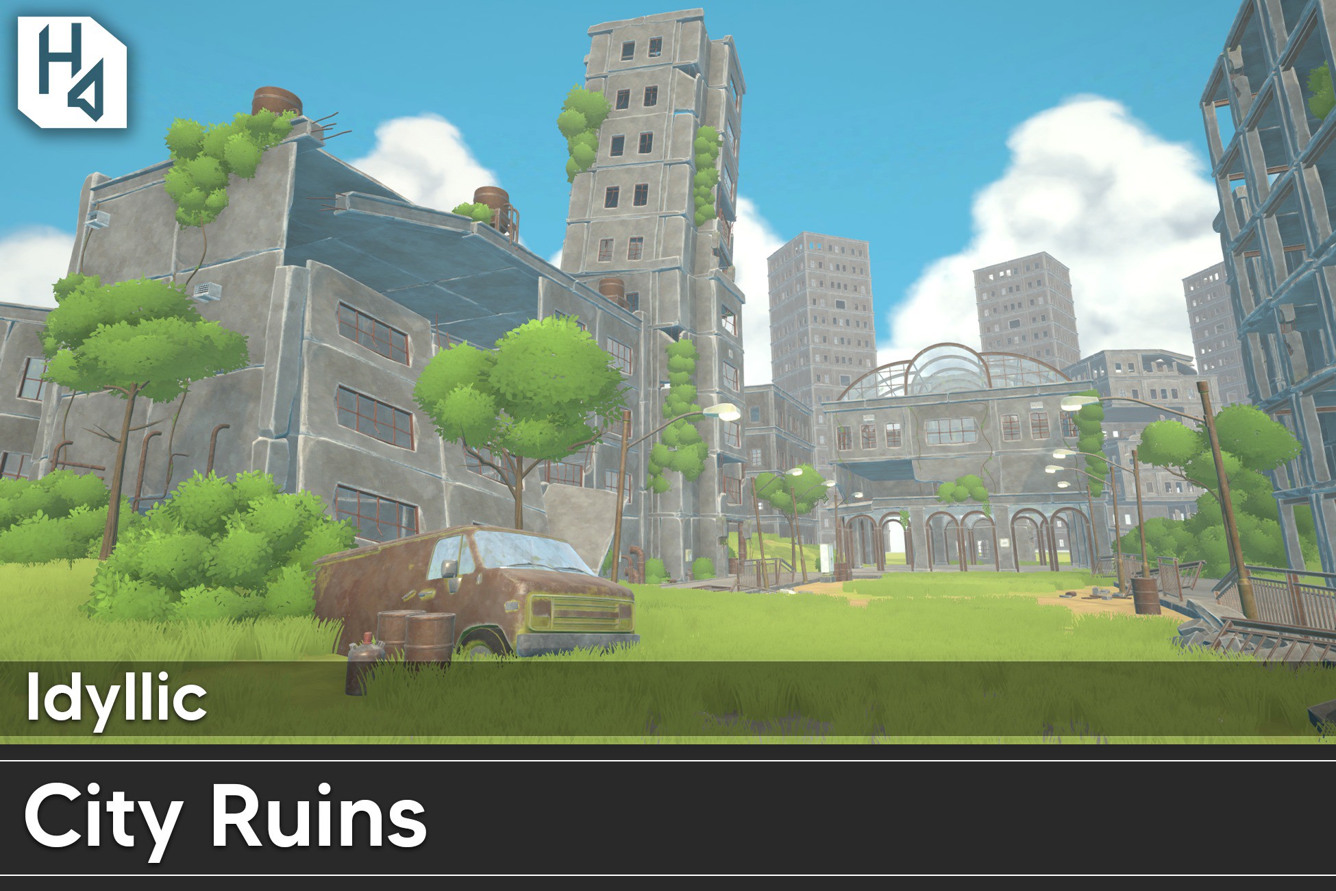 Idyllic City Ruins - Post-Apocalypse | 3D Urban | Unity Asset Store