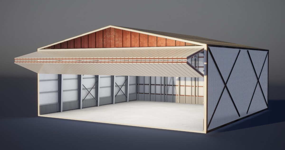 Airplane Hangar 3D Model | 3D Industrial | Unity Asset Store