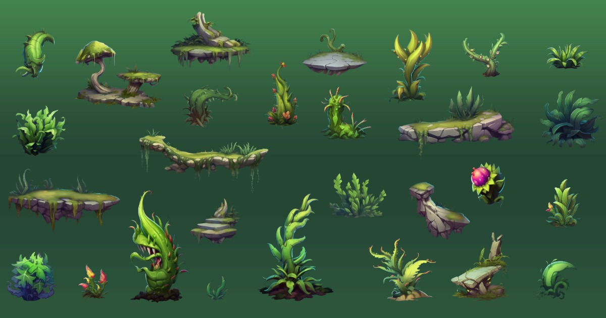 Animated 2D fantasy cartoon stylized forest platformer vol.2 | 2D ...