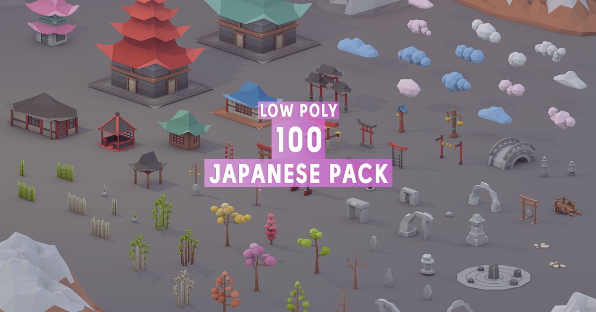 3D Low Poly 100 Japanese Assets | 3D Environments | Unity Asset Store
