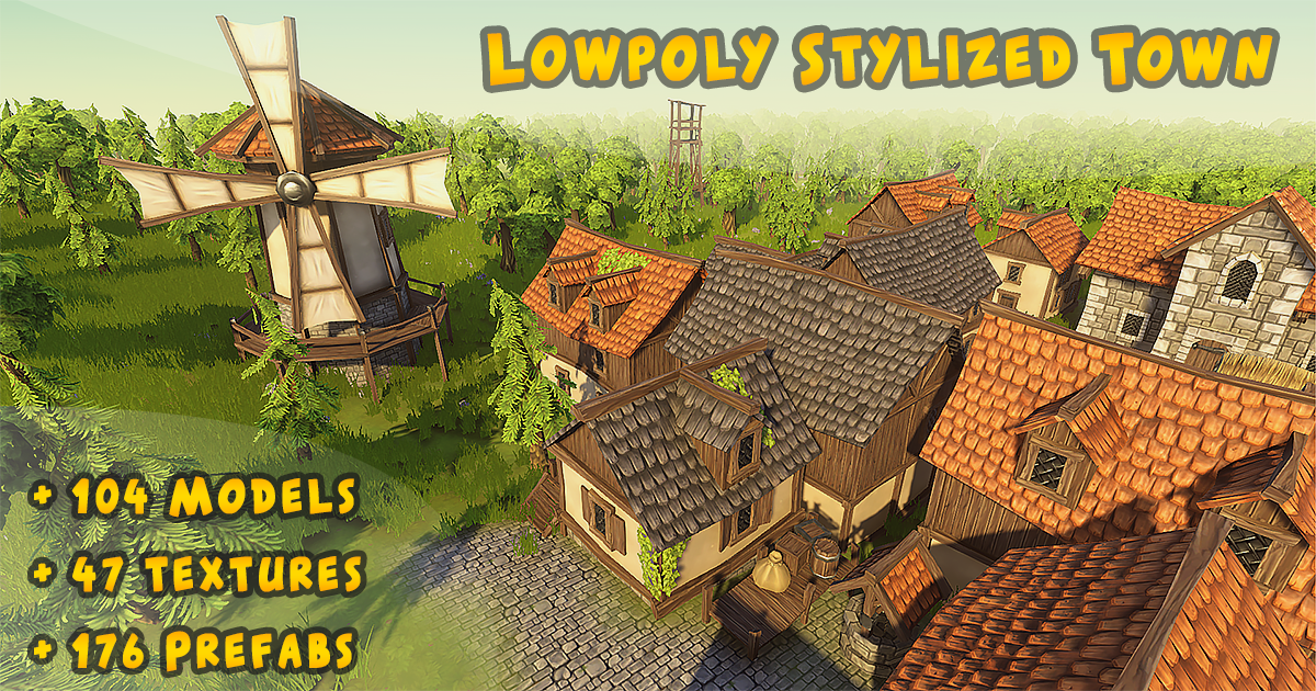 Lowpoly Medieval, Fantasy, Village, City RPG Town Modular Kit | 3D ...