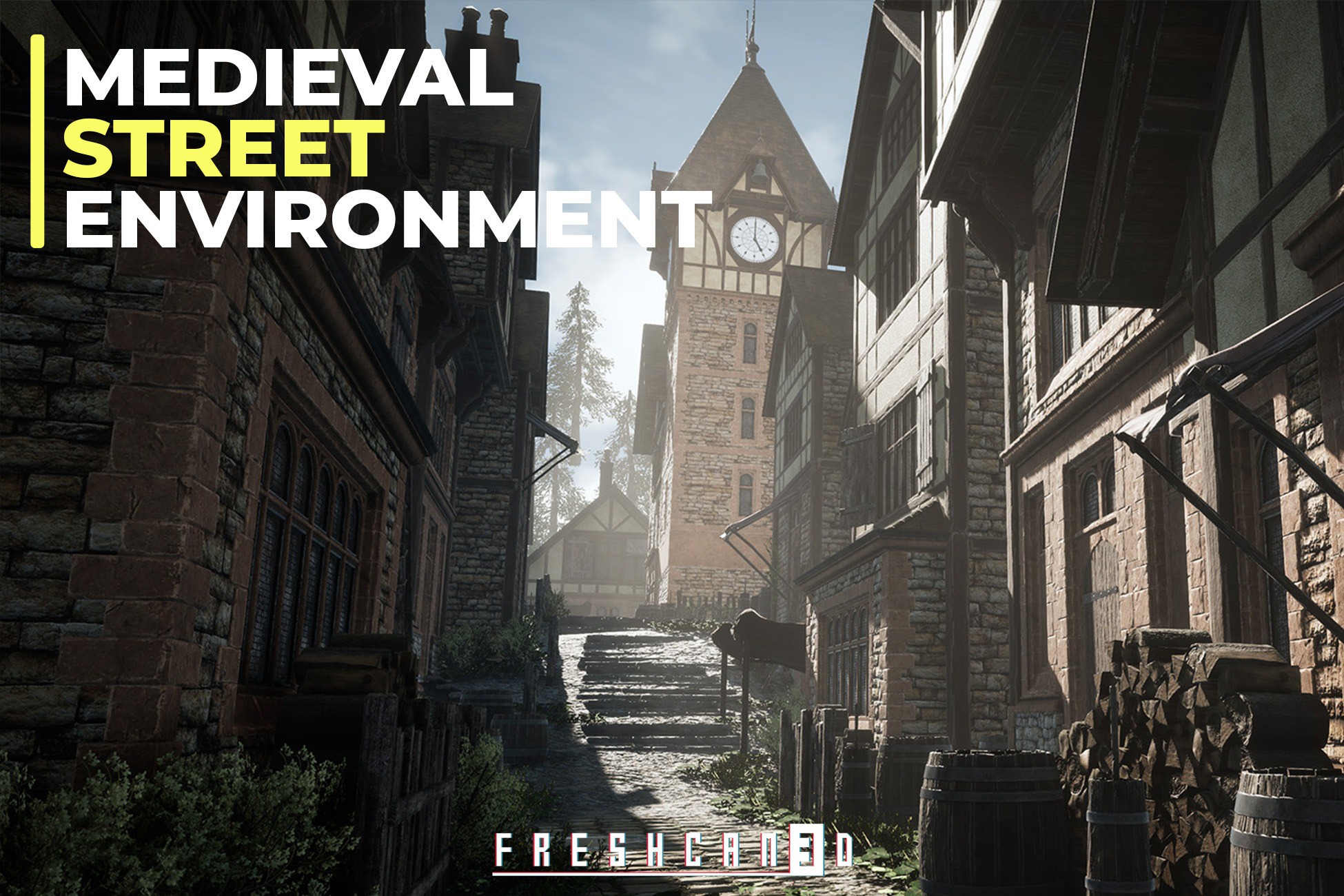 Medieval Street Environment (Medieval Town, Medieval Clock, Medieval ...