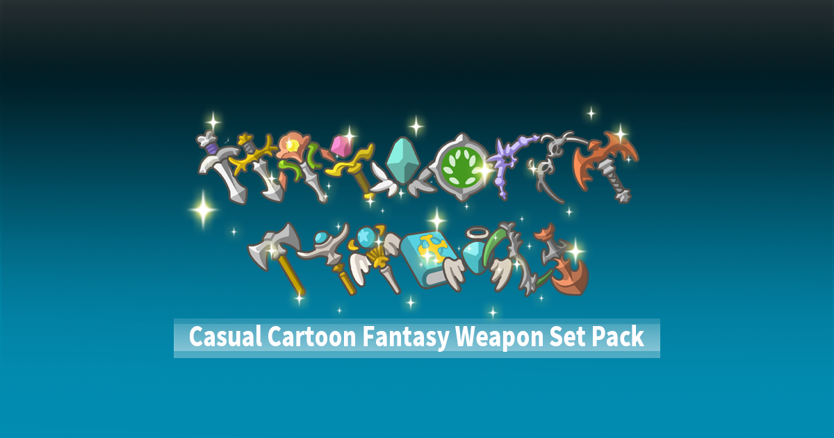 Casual Cartoon Fantasy Weapon Set Pack | 2D Icons | Unity Asset Store