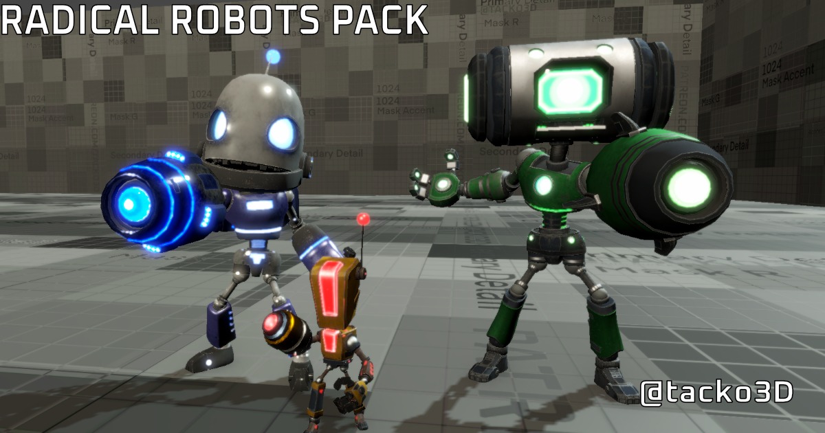 Radical Robots Pack - Customizable Robot TRIPLE PACK | 3D Robots ...