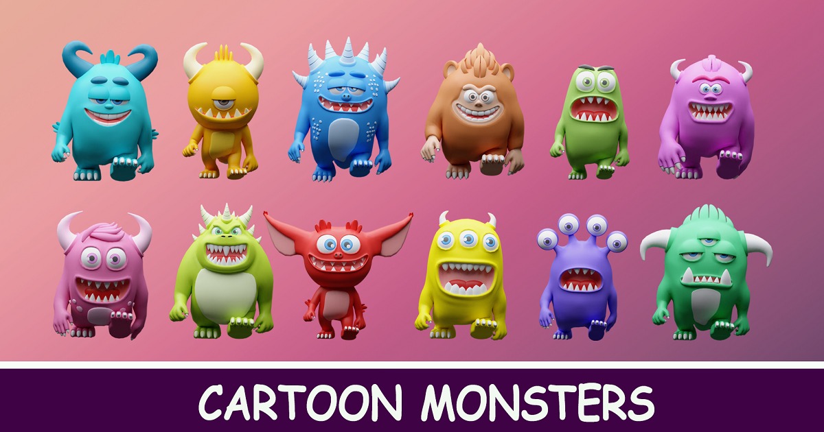 Cartoon characters monsters | 3D Creatures | Unity Asset Store