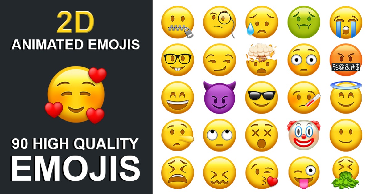 90+ Animated emojis 2D + Bubbles | 2D GUI | Unity Asset Store