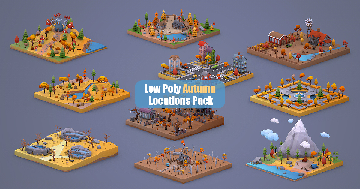 Low Poly Autumn Locations Pack | 3D Landscapes | Unity Asset Store