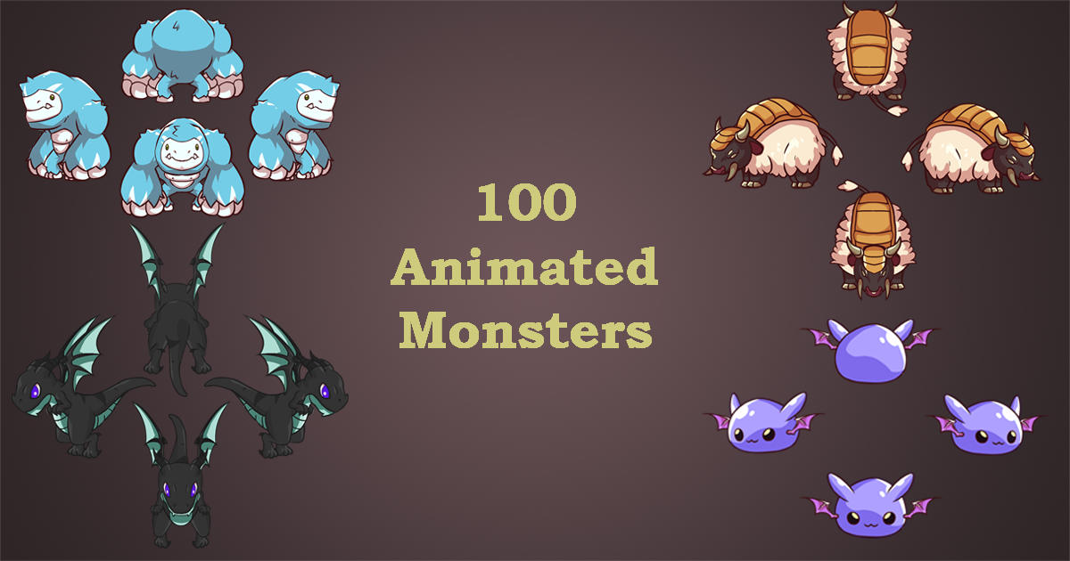 4Direction Animated 2D Monsters (Fantazia Top Down) | 2D Characters ...