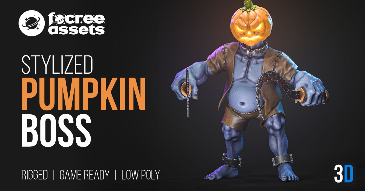 Stylized Pumpkin Boss - Halloween Character | 3D キャラクター | Unity Asset Store