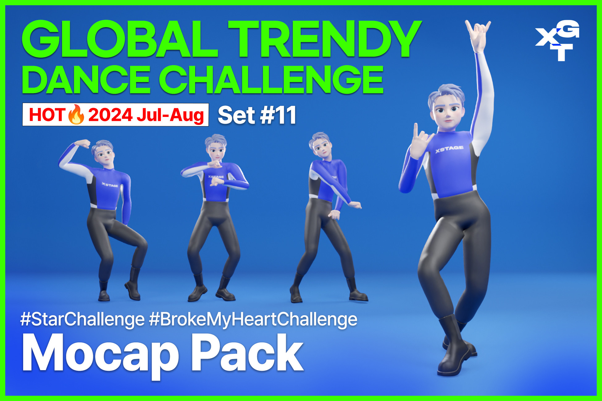 Global Trendy Dance Challenge '2024 July-Aug' Mocap Pack #11 | 3D 애니메이션 ...