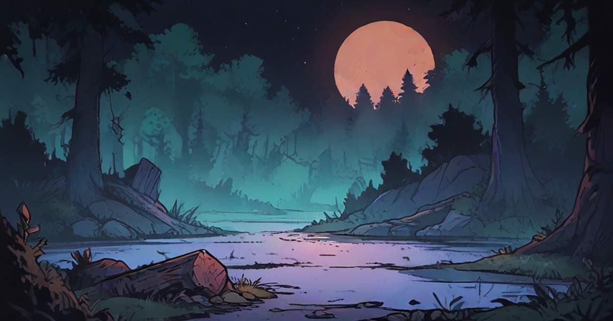 2D Comic Forest Night Background-C | 2D 环境 | Unity Asset Store