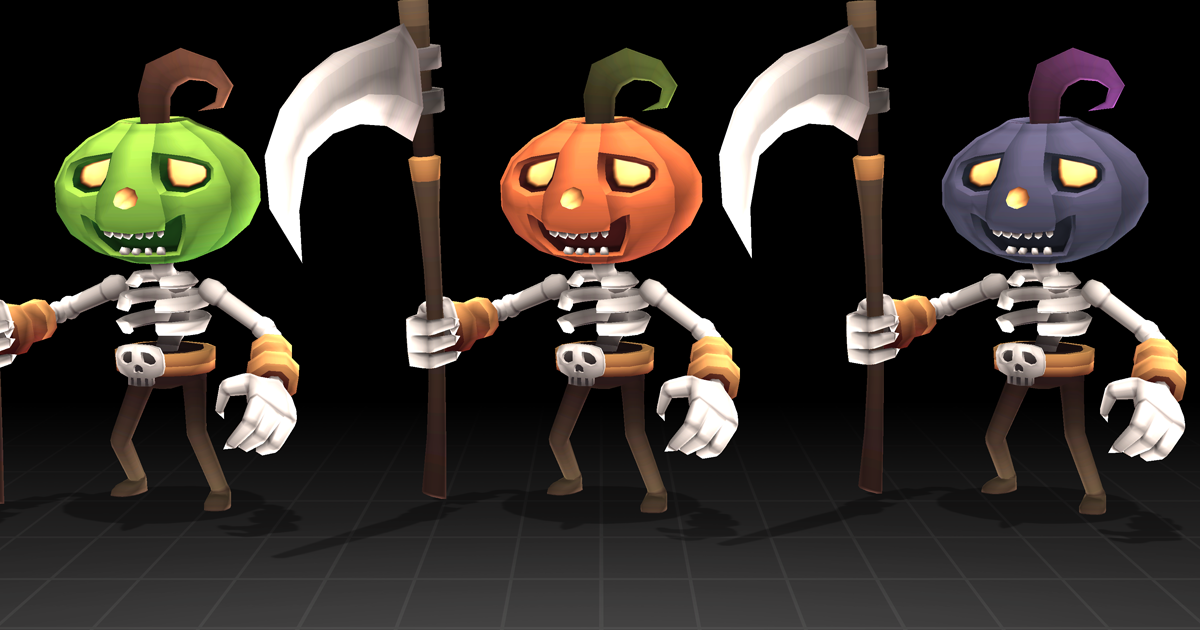 Poly HP - SkullPumpkin | 3D Creatures | Unity Asset Store