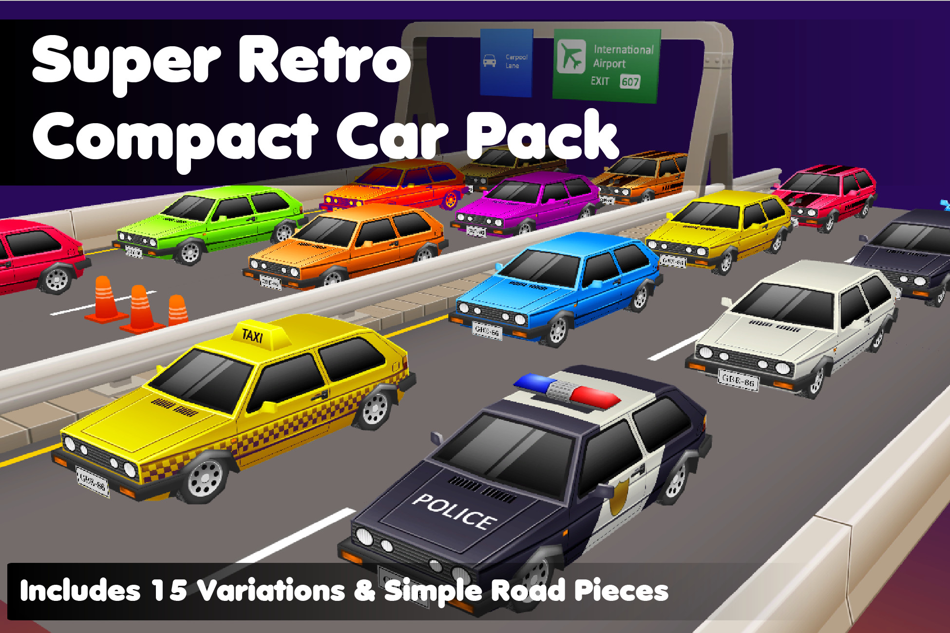 Super Retro Compact Car Pack | 3D Land | Unity Asset Store