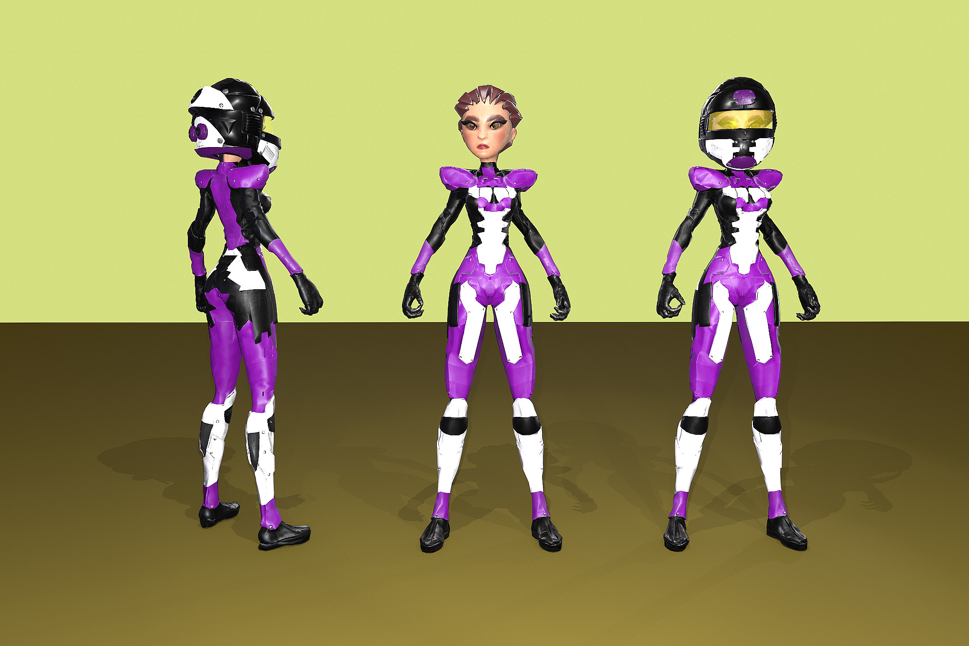 Sci fi cartoonized woman with helmet | Characters | Unity Asset Store