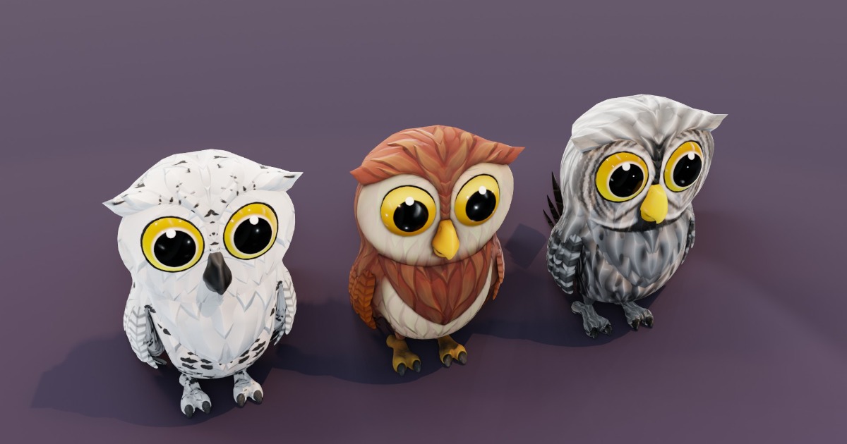 Cartoon Owl Rigged 3D Models Pack | Characters | Unity Asset Store