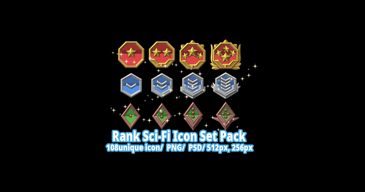 Rank Sci-Fi Icon Set Pack | 2D Icons | Unity Asset Store