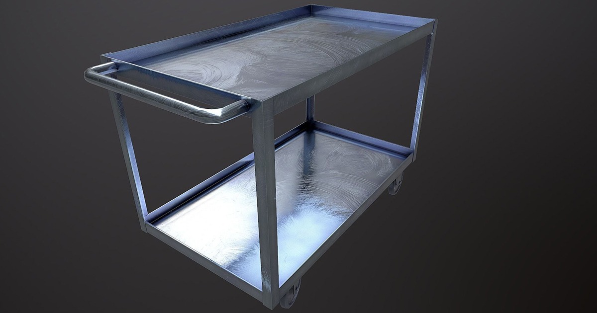 Realistic PBR Metal Trolley – Industrial Utility Cart | 3D Props ...