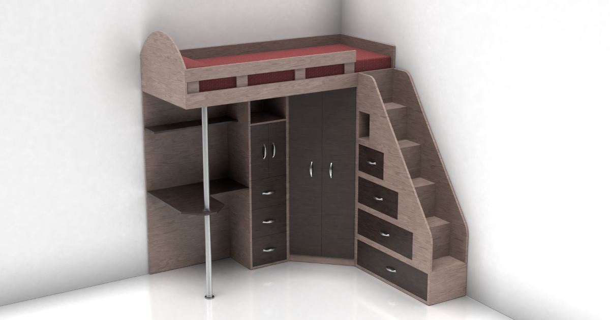 Loft Bed with Storage Area | 3D Furniture | Unity Asset Store