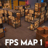 Stylized Low Poly FPS Map 1 - Warehouse