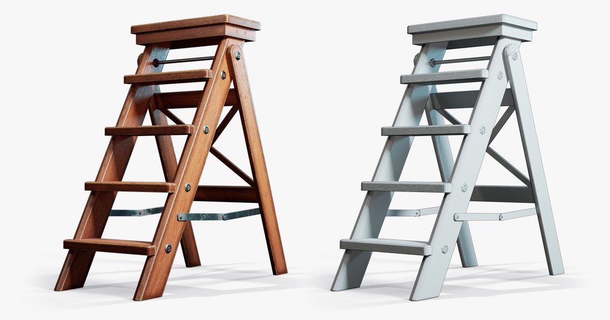 Step Ladder Folding Wooden | 3D Furniture | Unity Asset Store