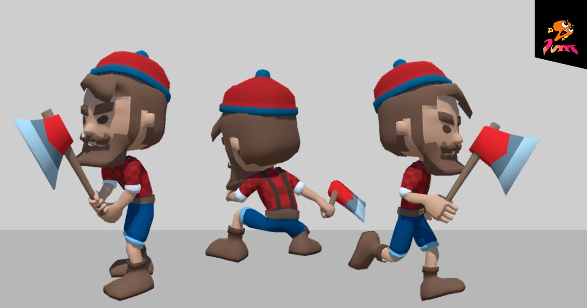 3D Character #042 - LumberJack Male - Animated - Low Poly - FBX | 3D ...