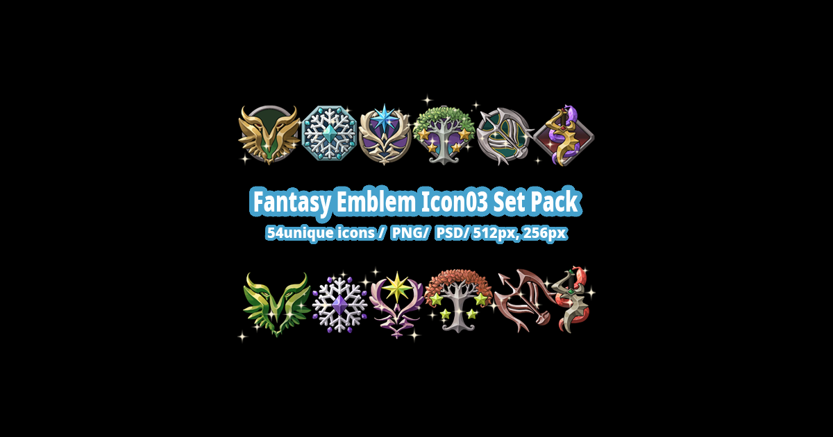 Fantasy Emblem Icon03 Set Pack | 2D Icons | Unity Asset Store