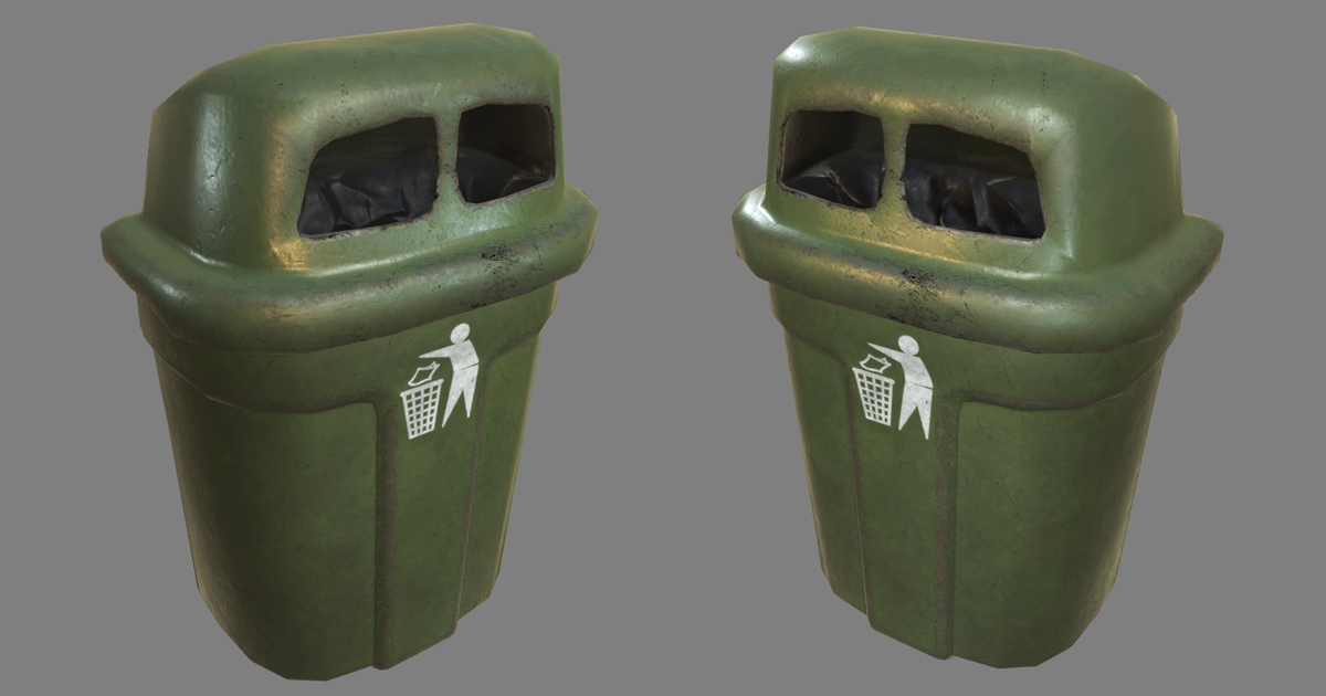 Wall Trash Bin PBR | 3D Industrial | Unity Asset Store
