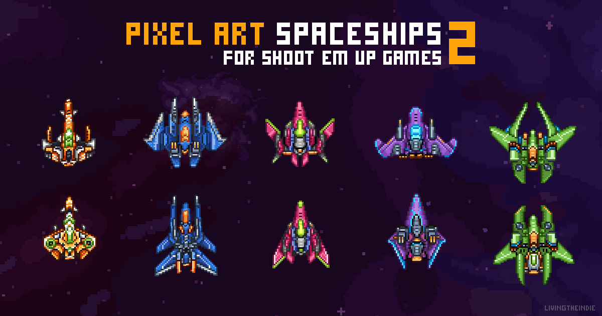 Pixel Art Spaceships for SHMUP 2 | 2D 角色 | Unity Asset Store