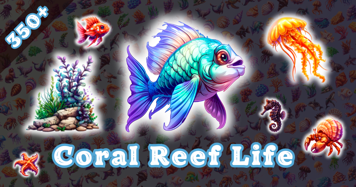 Coral Reef Life - 2D PNG Marine Creatures and Environment Pack | 2D ...