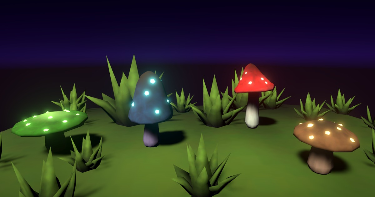 mushrooms low poly | 3D Vegetation | Unity Asset Store