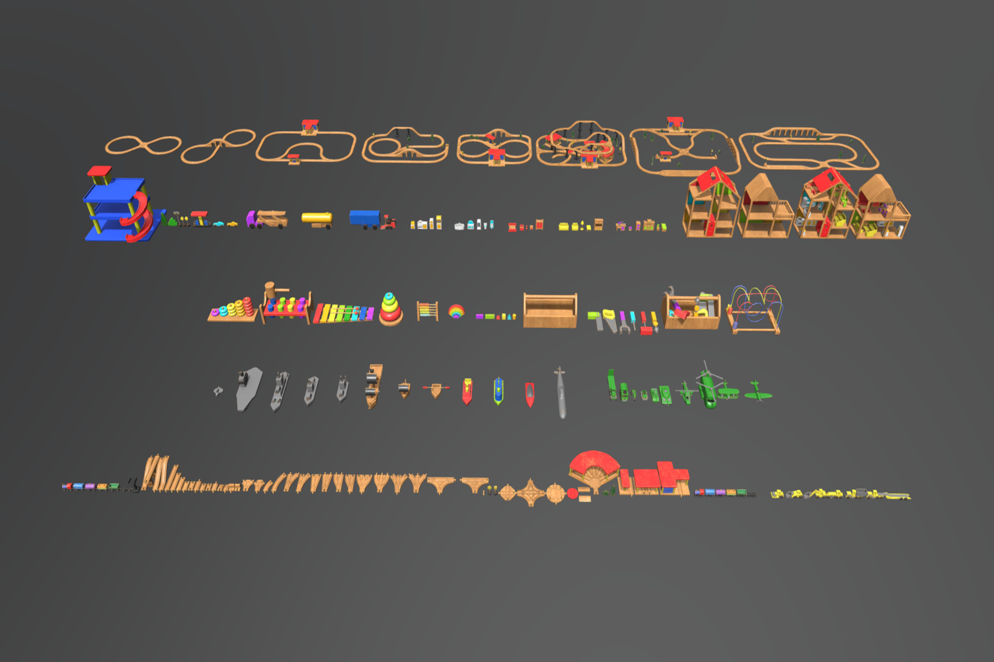 Children's Wooden Toys Bundle | 3D Props | Unity Asset Store