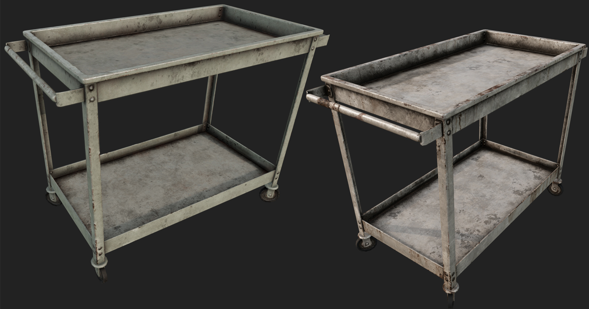 Rusty Metal Push Cart PBR | 3D Furniture | Unity Asset Store