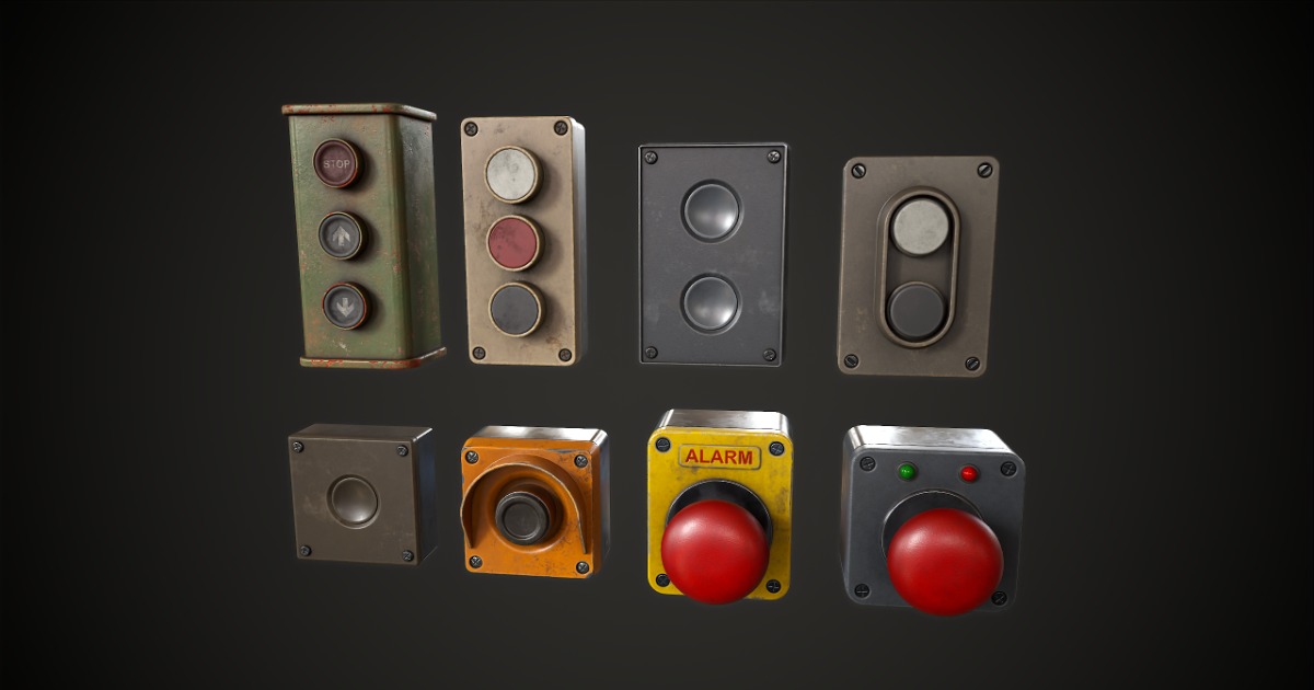 Industrial Control Buttons | 3D Industrial | Unity Asset Store