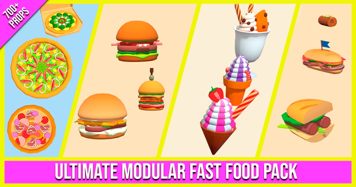 Low Poly Ultimate Modular Fast Food Pack (700+ Props) | 3D Food | Unity ...