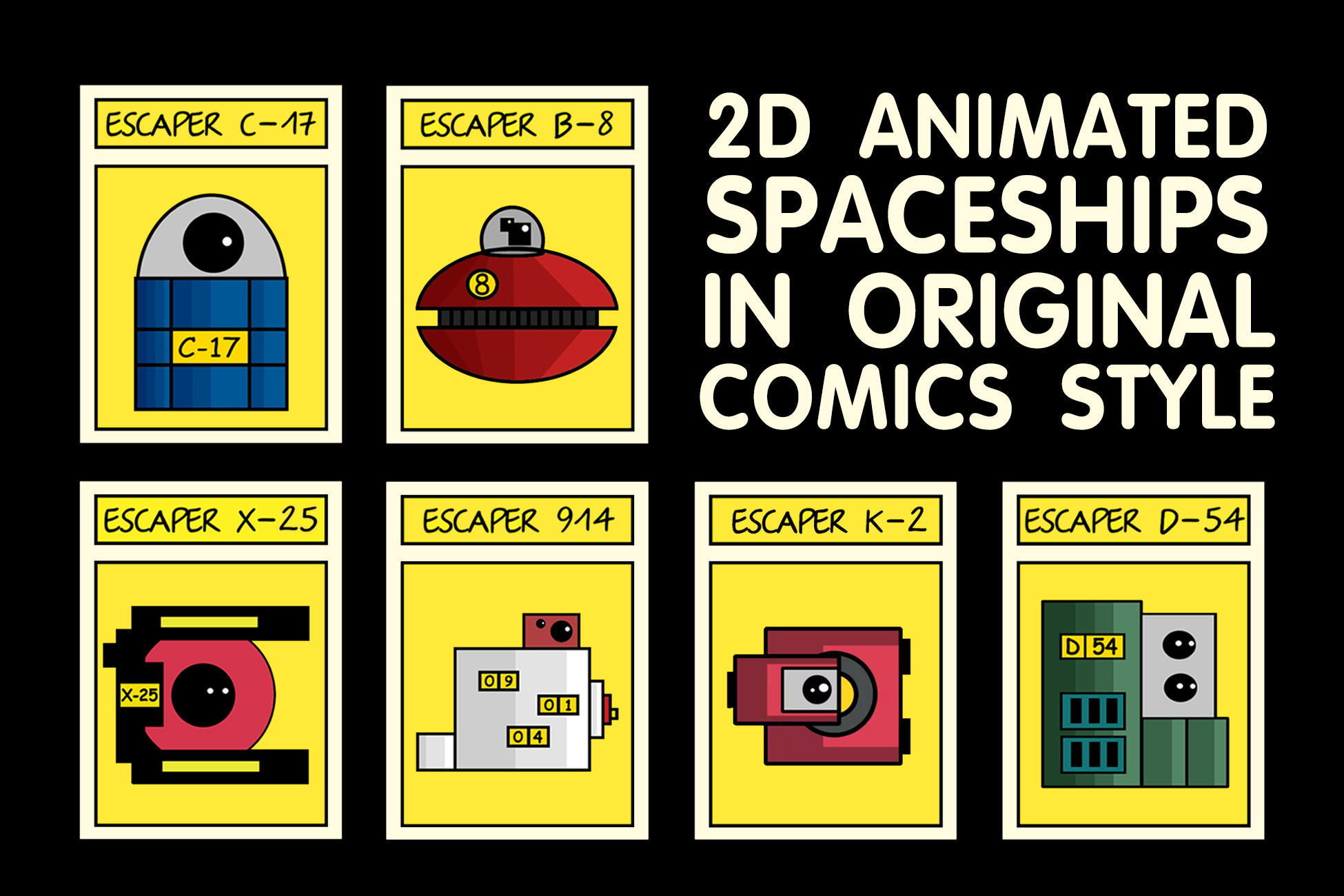 2D Comics Spaceships Animation Pack | 3D 애니메이션 | Unity Asset Store