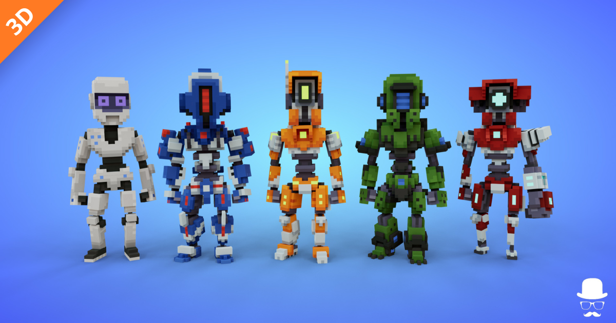 Voxel Robots Characters Pack - 3D SciFi Models | Characters | Unity ...