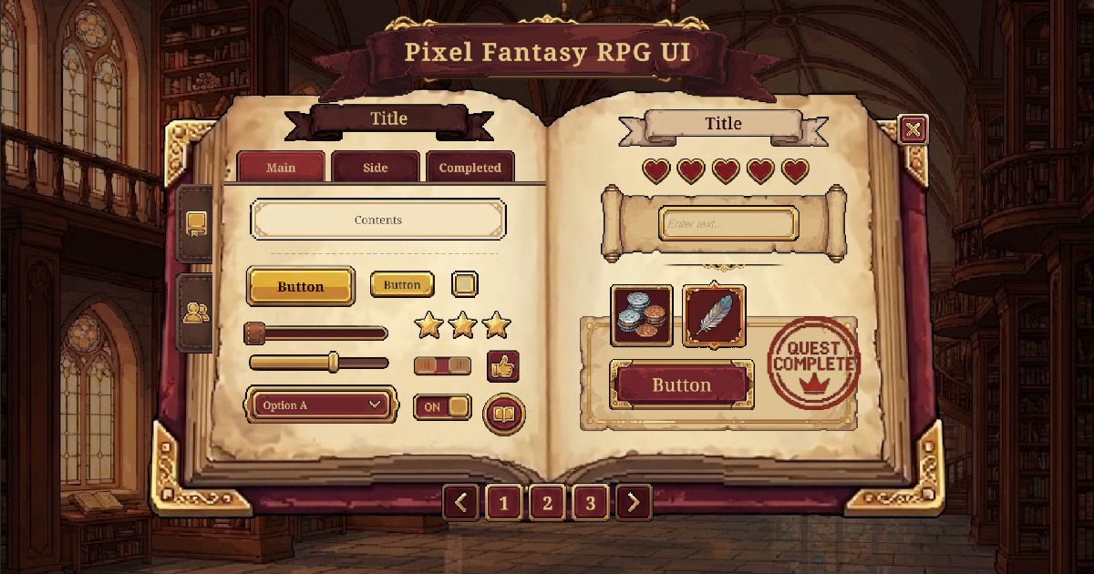 Pixel Adventure Book UI: Fantasy RPG Kit | 2D GUI | Unity Asset Store