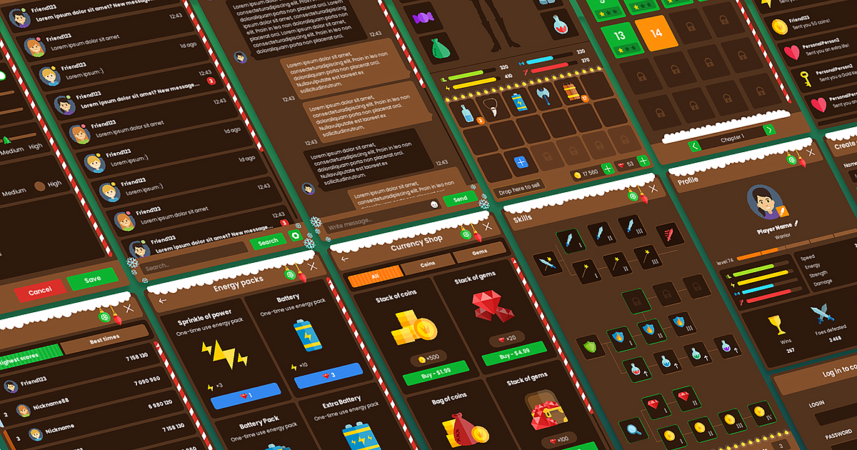 Ultimate Christmas GUI PRO kit - complete UI + PSD sources | 2D GUI ...