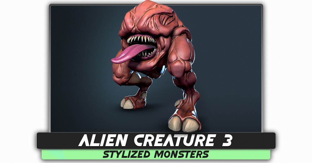 Alien Creature 03 - Stylized Monsters - UFO Pet Predator - Enemy Mutant - #20 | 3D Creatures ...