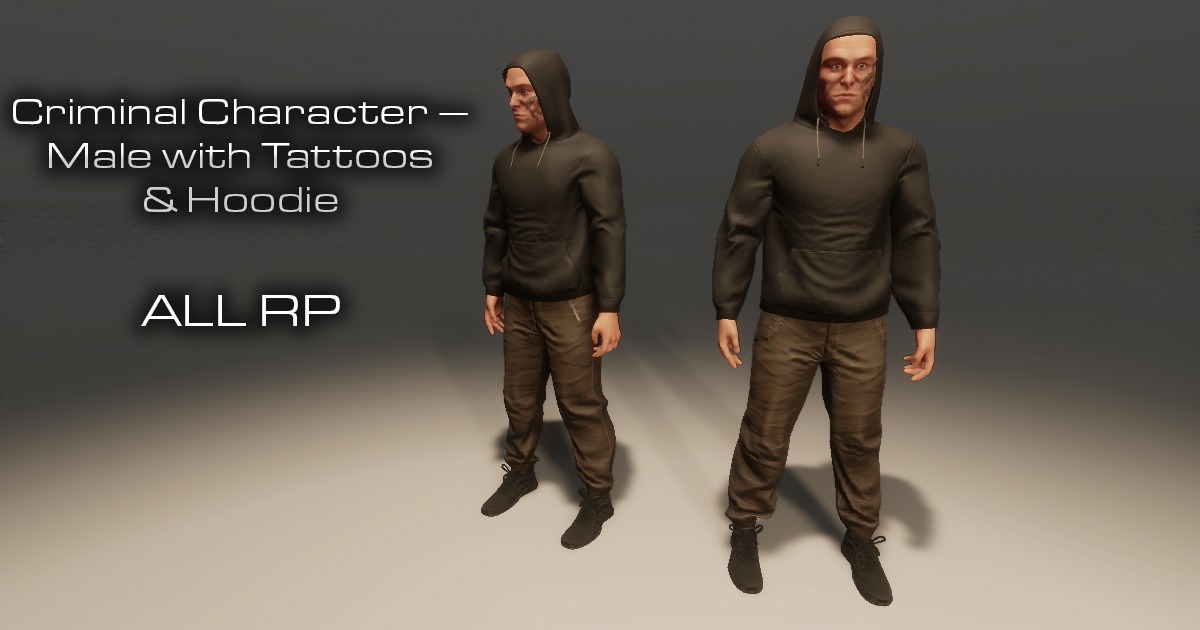 Criminal Character – Male with Tattoos & Hoodie | 3D Characters | Unity ...