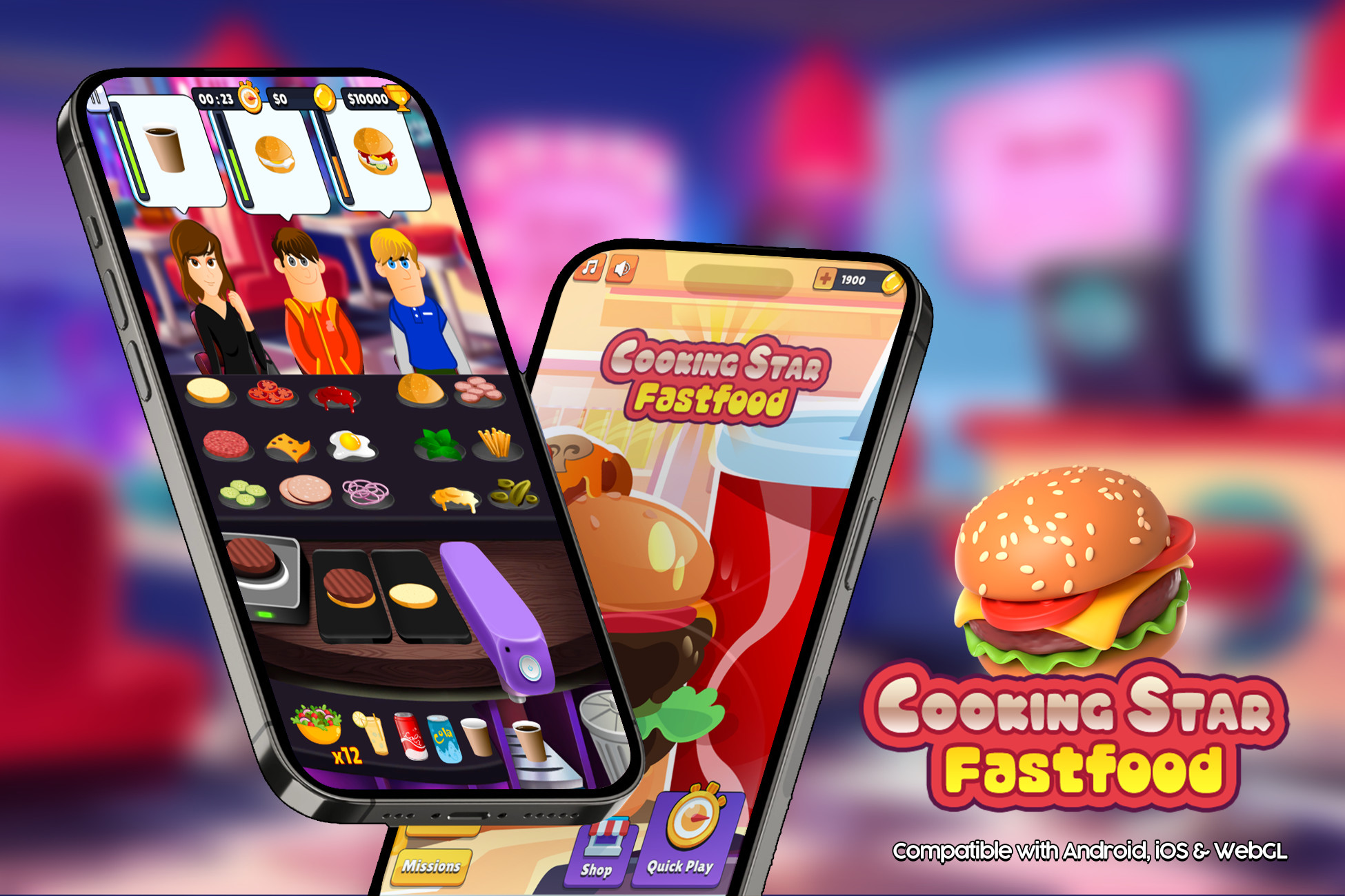 Cooking star, fast food game template (portrait view) | Packs | Unity ...